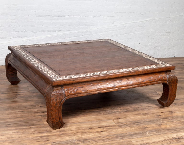 Antique Indonesian Tribal Design Coffee Table with White X-Form Motifs ...