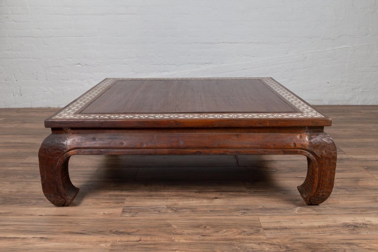 Antique Indonesian Tribal Design Coffee Table with White X-Form Motifs ...