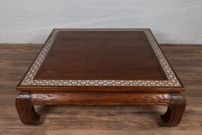 Antique Indonesian Tribal Design Coffee Table with White X-Form Motifs ...