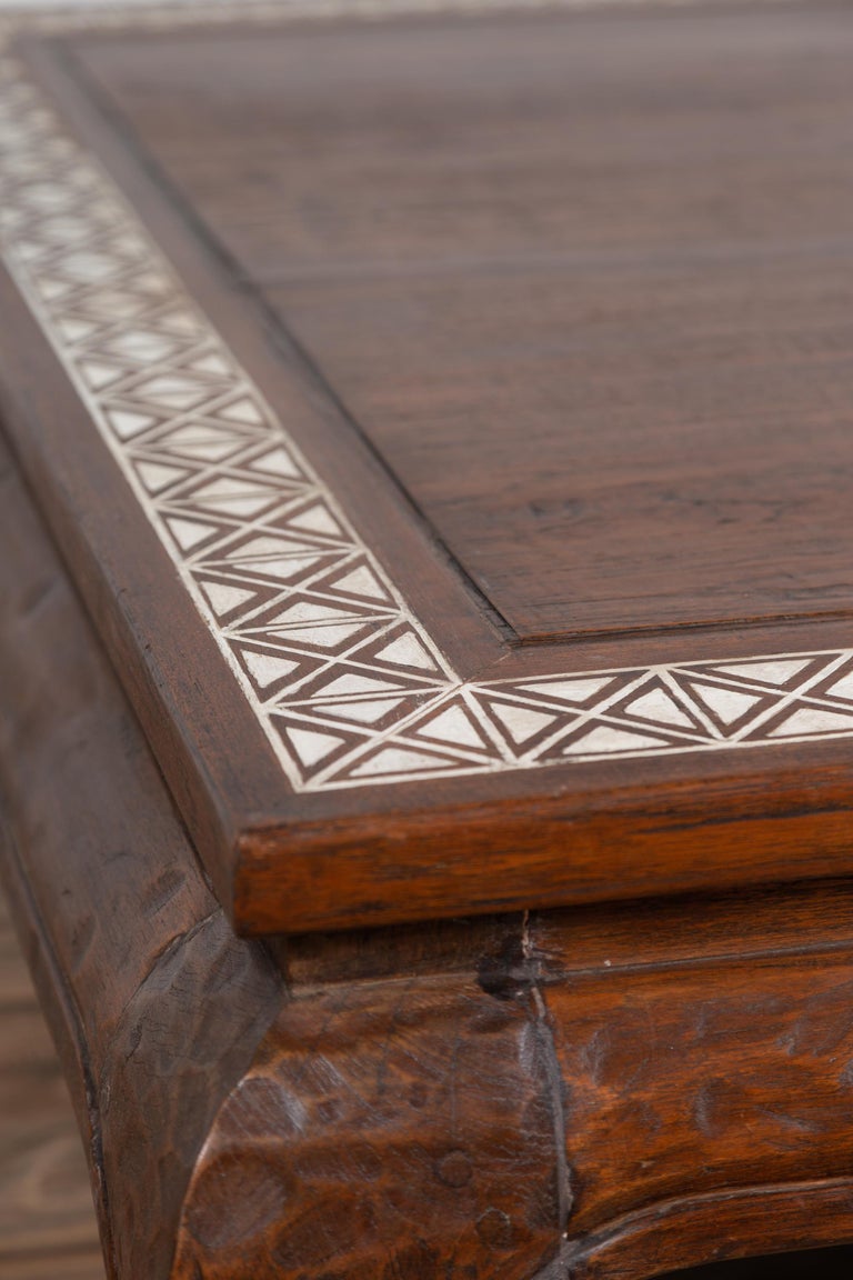 Antique Indonesian Tribal Design Coffee Table with White X-Form Motifs ...