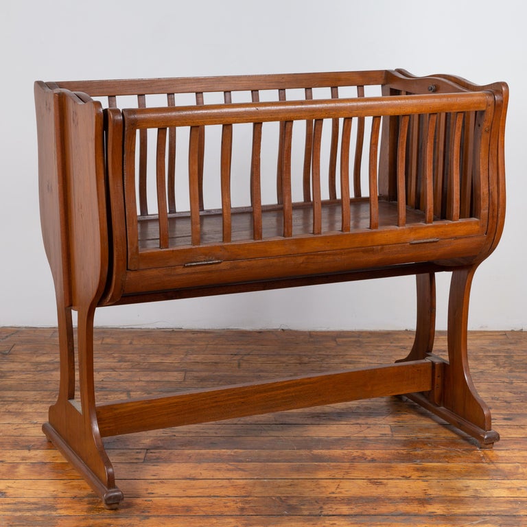 Antique Indonesian Wooden Baby Cradle Transforming into a Loveseat For ...