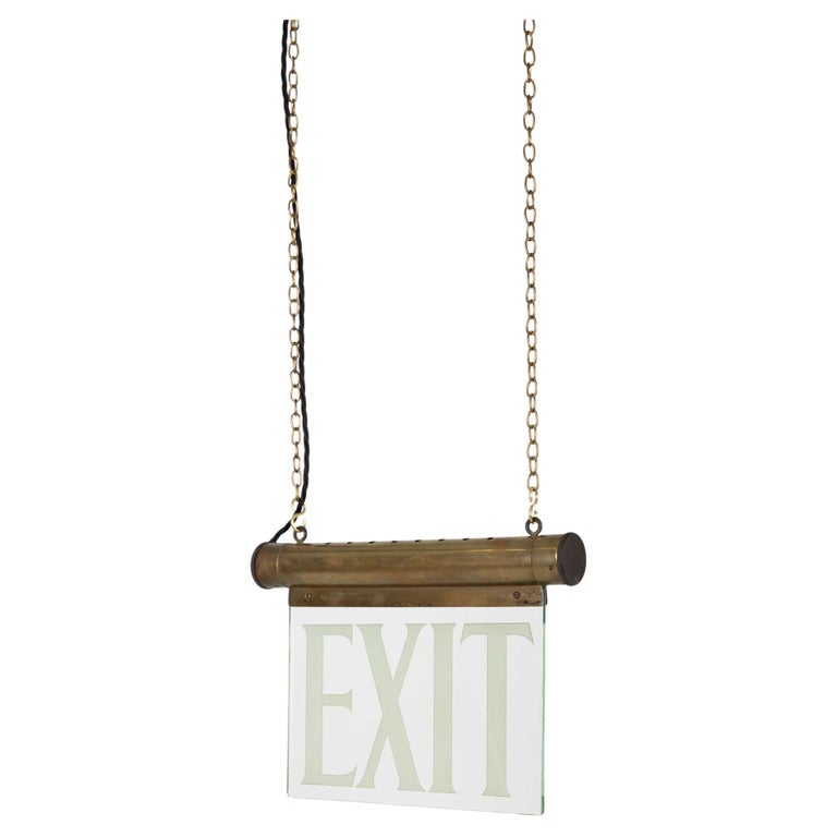 Antique Industrial Art Deco Brass Internalite 'Exit' Illuminated Sign ...