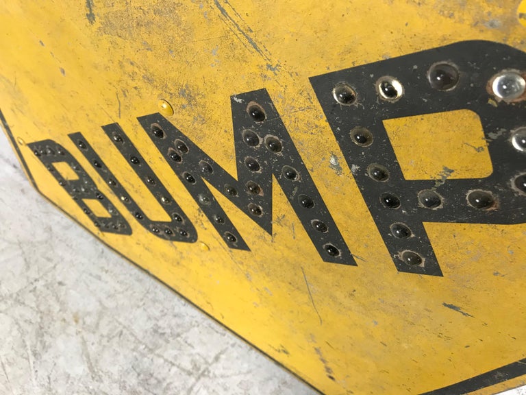 Antique Industrial 'BUMP" Road Sign, Painted Steel, Marble Reflectors ...