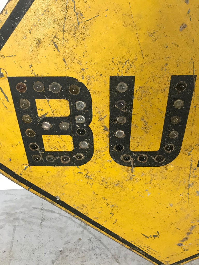 Antique Industrial 'BUMP" Road Sign, Painted Steel, Marble Reflectors ...