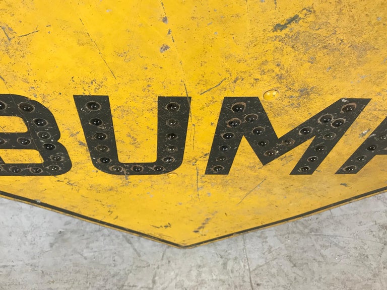 Antique Industrial 'BUMP" Road Sign, Painted Steel, Marble Reflectors ...