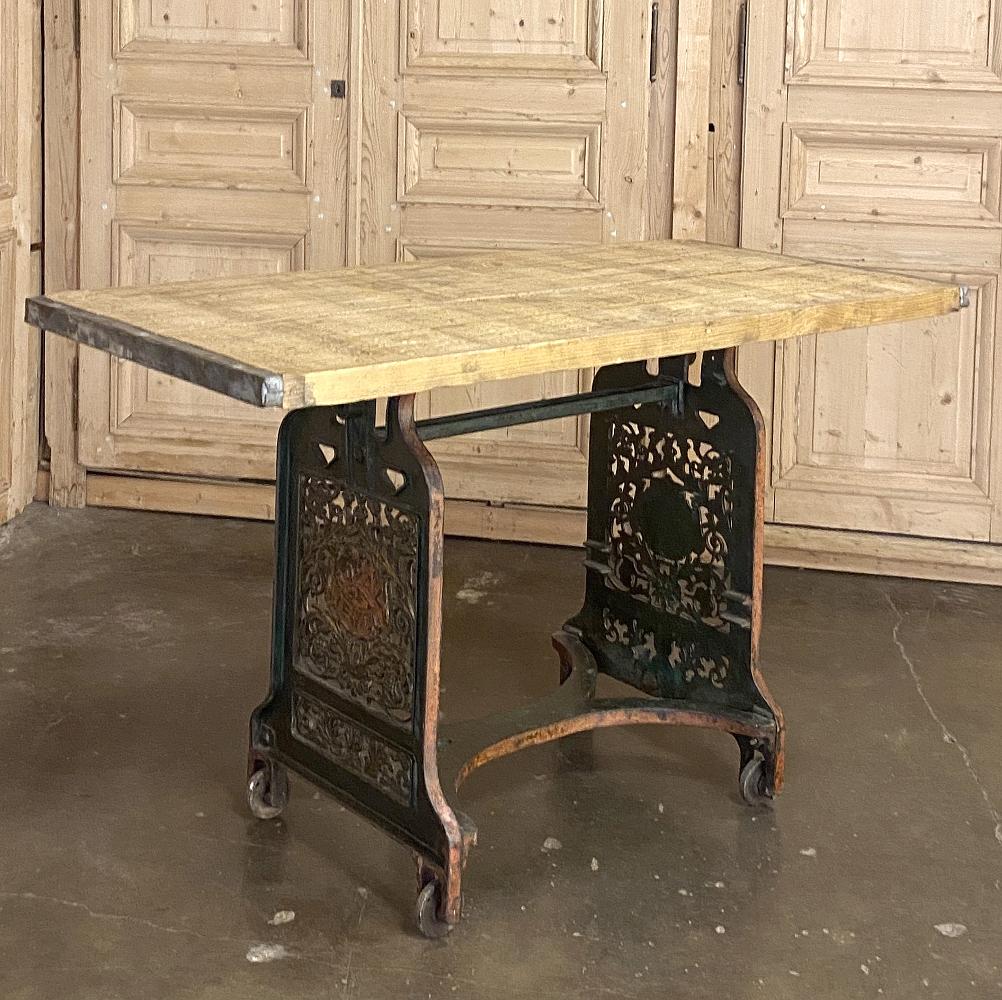 Antique Industrial Cast Iron and Brick Pallet Work Table at 1stDibs ...