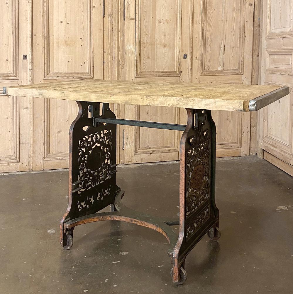 Antique Industrial Cast Iron and Brick Pallet Work Table at 1stDibs ...