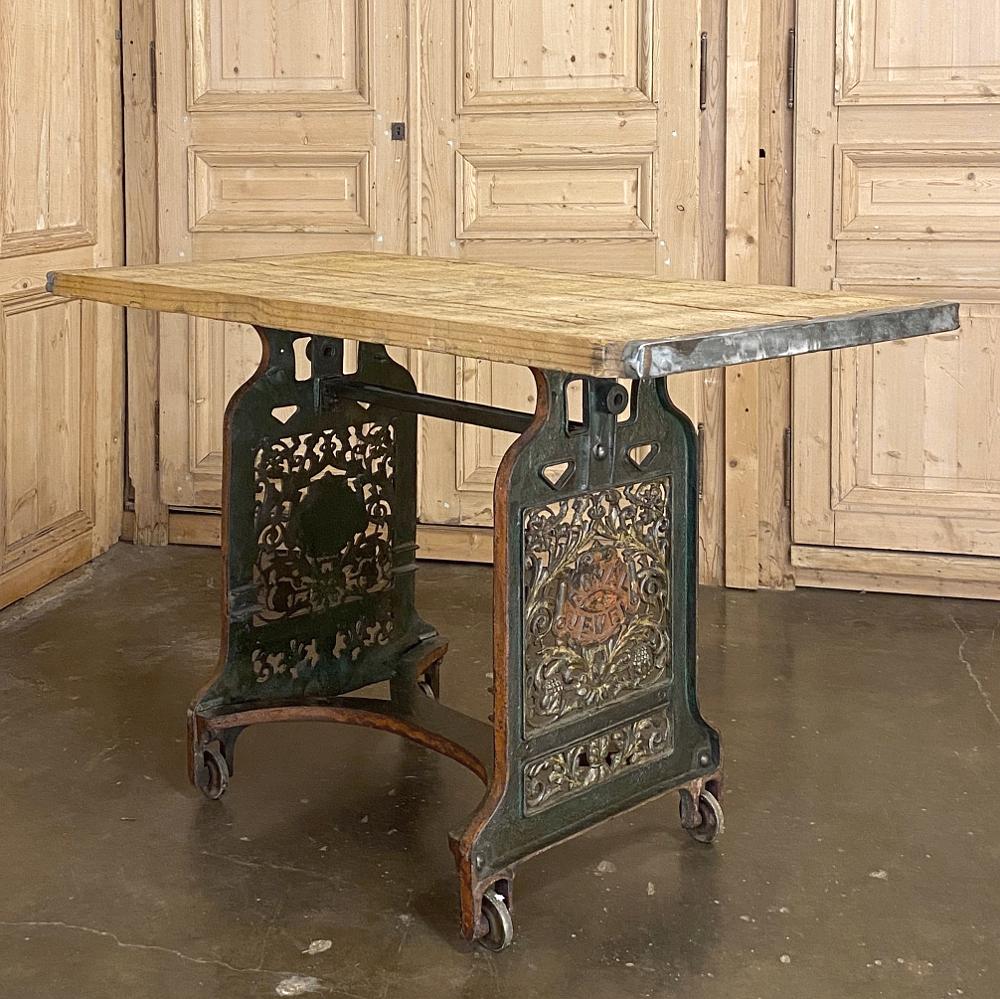Antique Industrial Cast Iron and Brick Pallet Work Table at 1stDibs ...