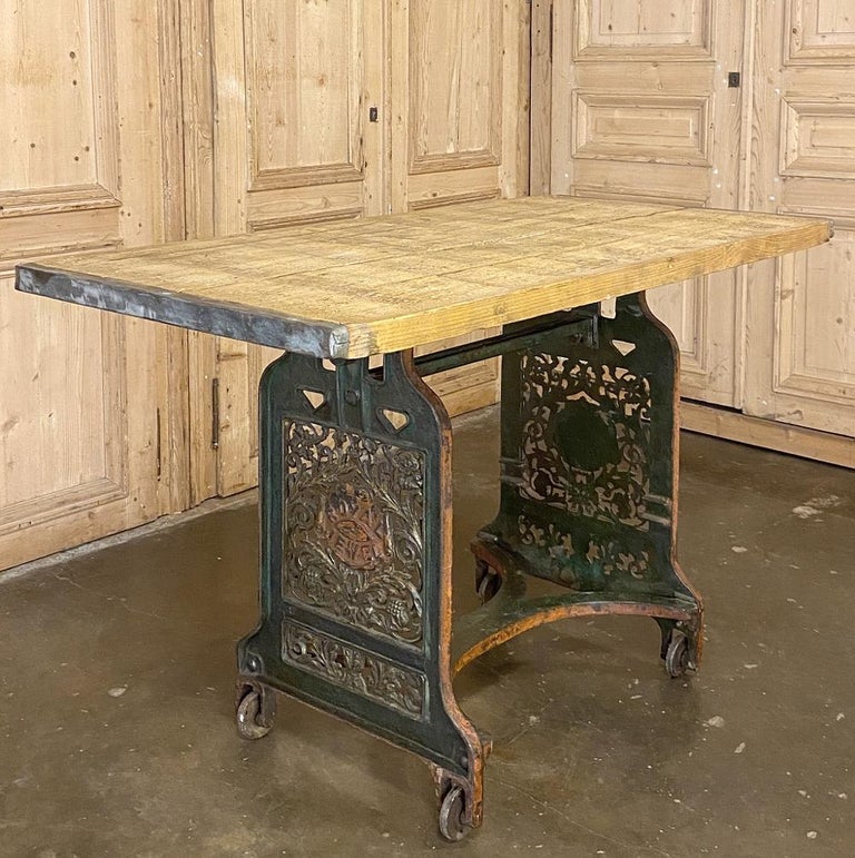 Antique Industrial Cast Iron and Brick Pallet Work Table For Sale at ...