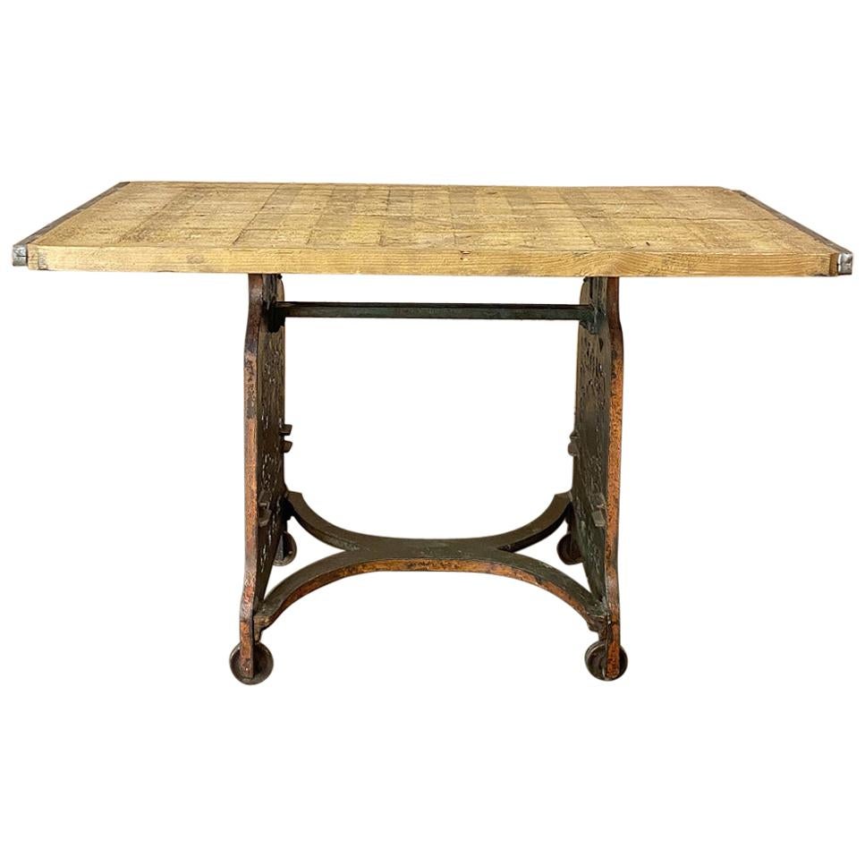Authentic Vintage Industrial Cast Iron Work Console Table For Sale at ...