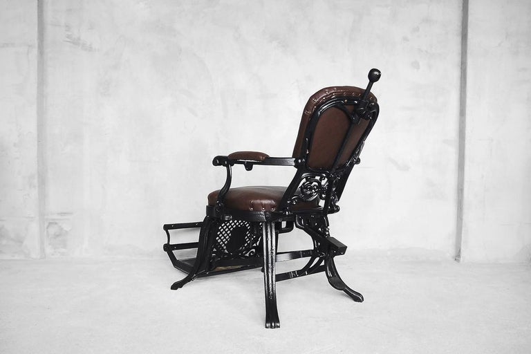 Antique Industrial Empire Openwork Adjustable Barber's Chair, 1900s at ...