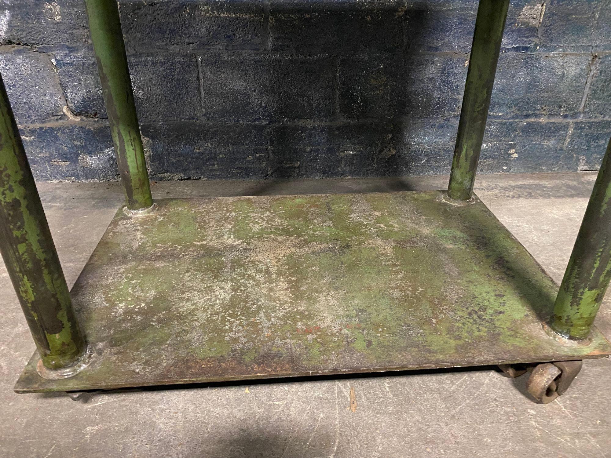 Antique Industrial Factory Table on Casters For Sale at 1stDibs