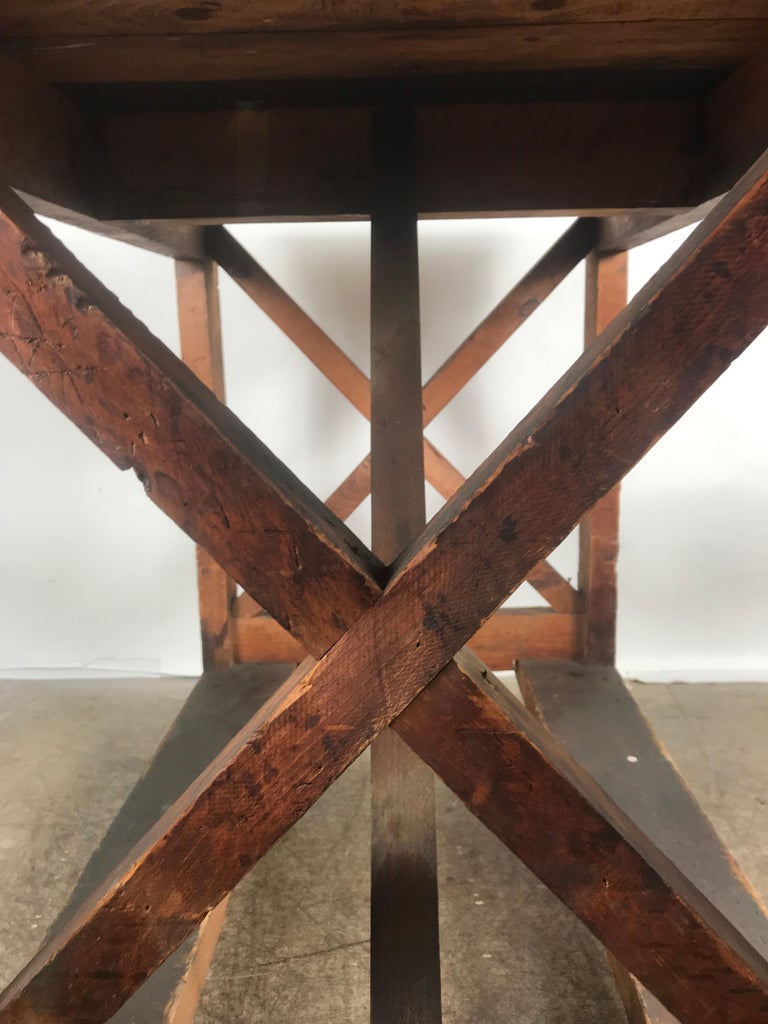 Antique Industrial Factory Work Table on Iron Castors For Sale at ...