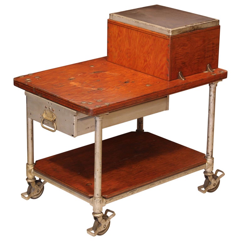 Antique Industrial Factory Workers Rolling Cart at 1stDibs