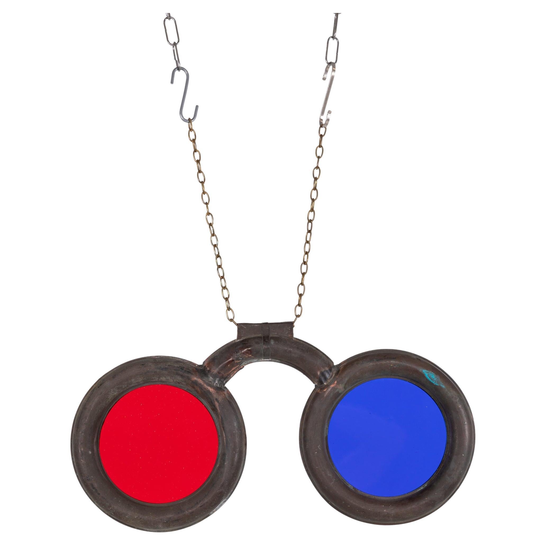 Antique Industrial French Art Deco Copper Glass Opticians Trade Sign, C ...