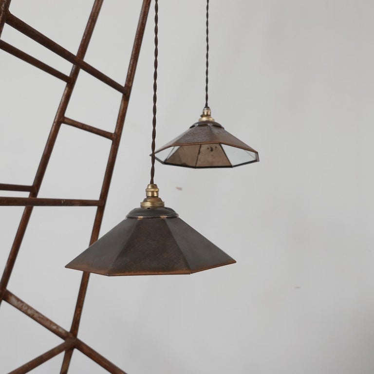 Antique Industrial Mirrored Reflector Shade Pendants '5' at 1stDibs