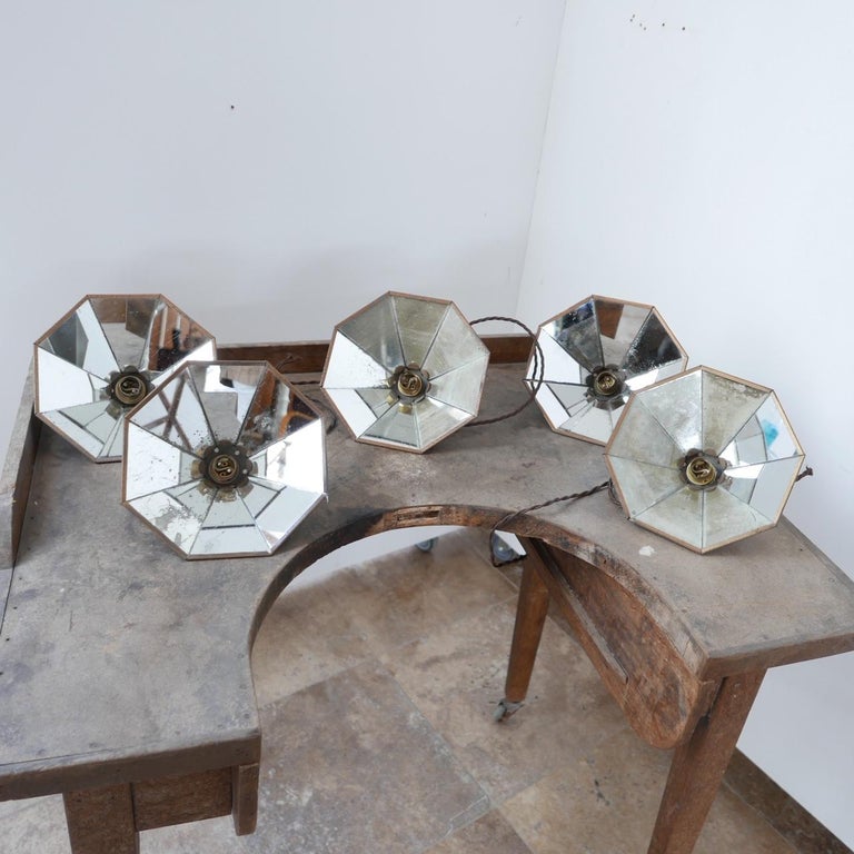 Antique Industrial Mirrored Reflector Shade Pendants '5' at 1stDibs