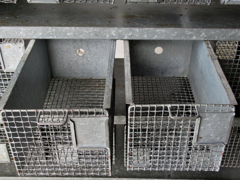 Antique Industrial Wire Basket Storage System by Norwich Wire Works at ...