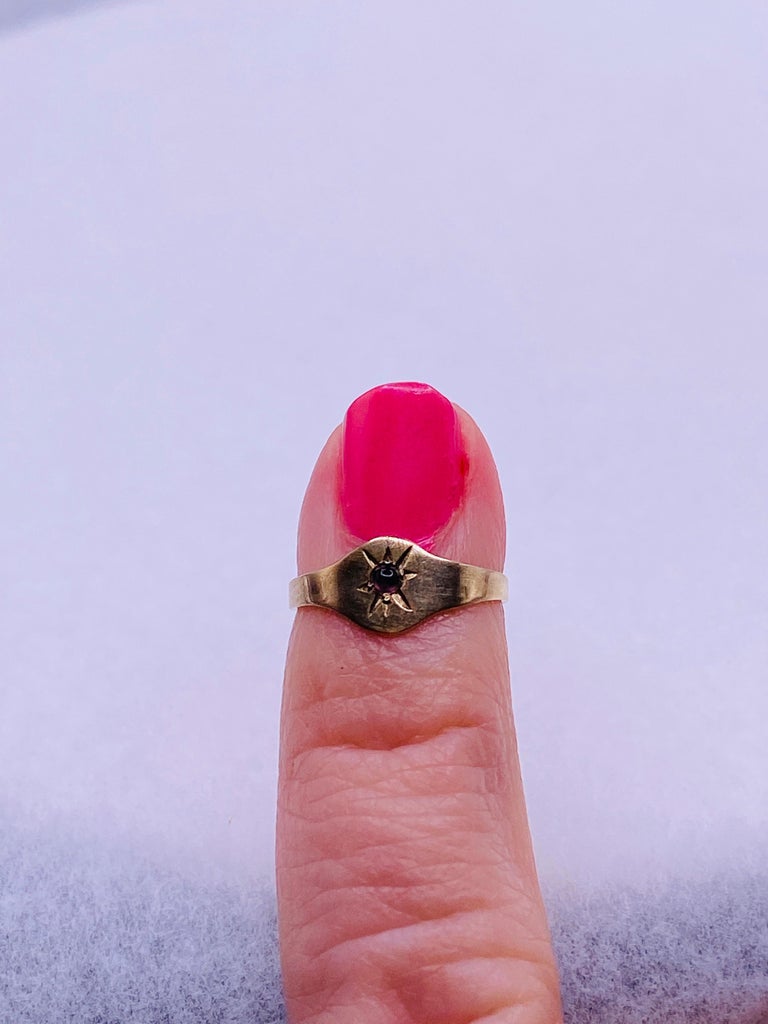 Antique Infant Baby Amethyst Gold Ring For Sale at 1stDibs
