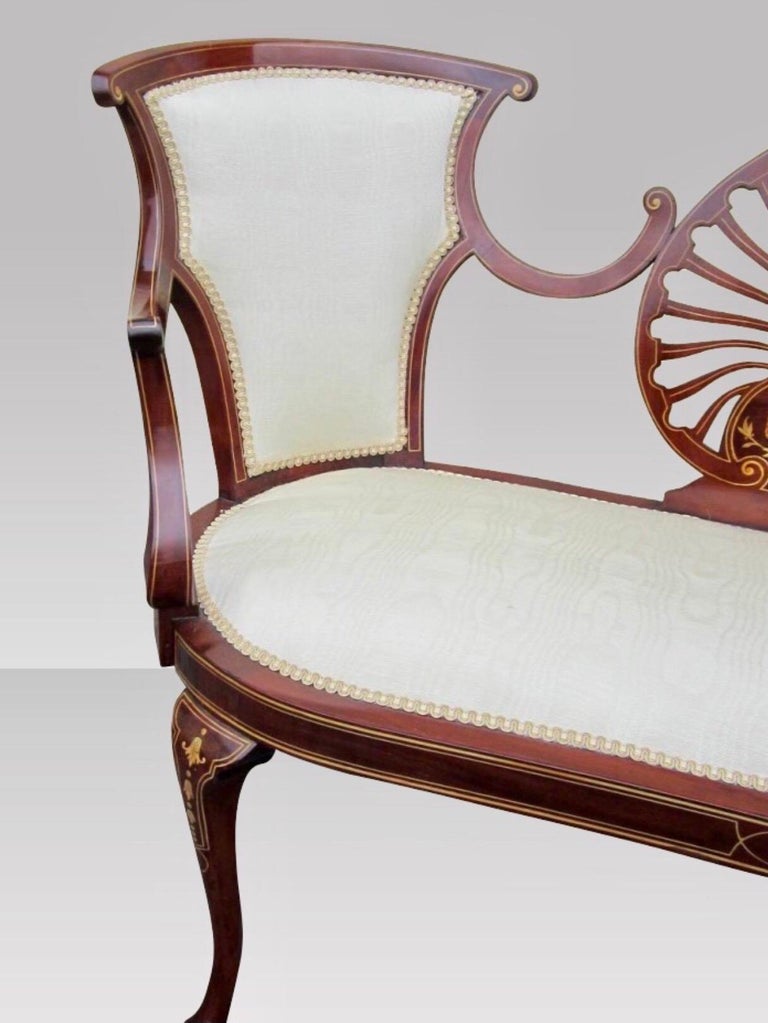 Antique Inlaid Mahogany Settee Window Seat of Small Proportions For ...