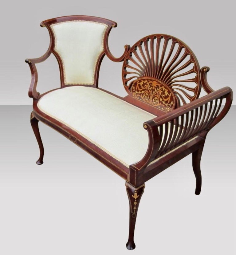 Antique Inlaid Mahogany Settee Window Seat of Small Proportions For ...