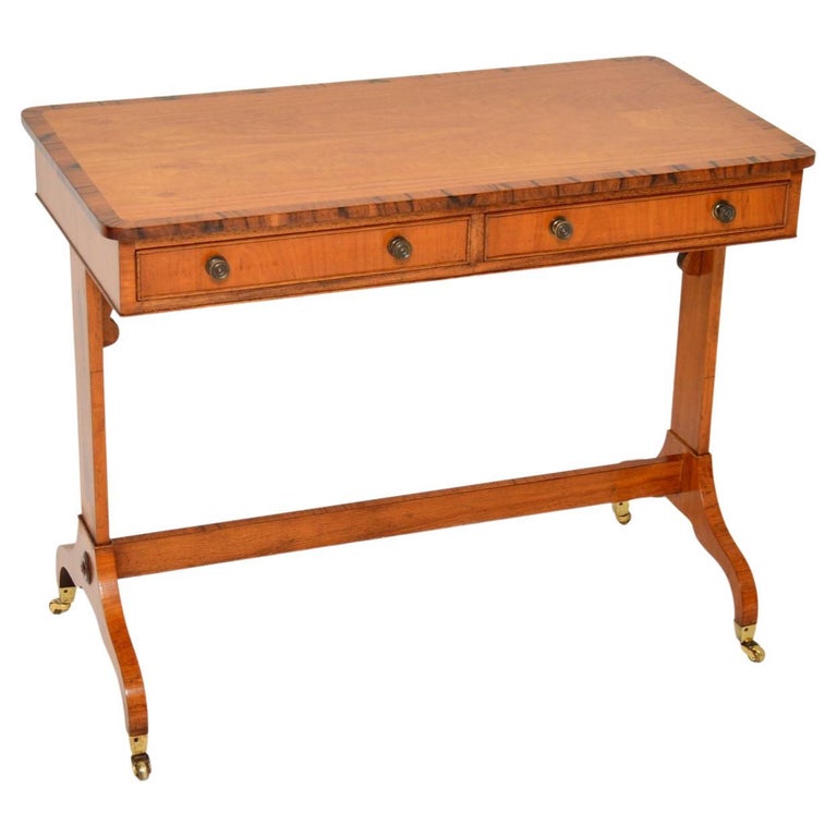 Antique Inlaid Satin Wood Desk / Writing Table For Sale at 1stDibs