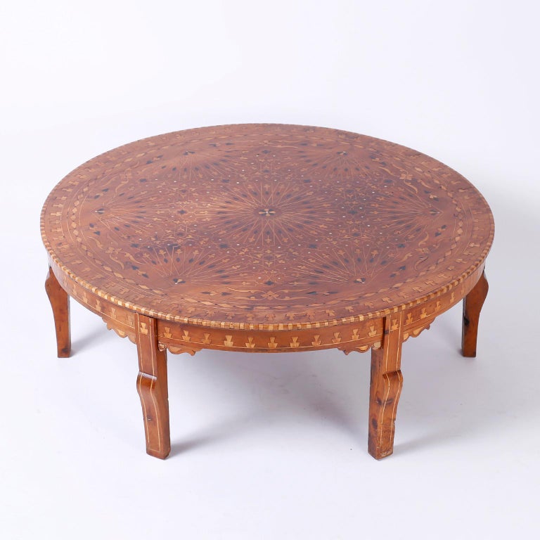 Antique Inlaid Syrian Round Coffee Table at 1stDibs