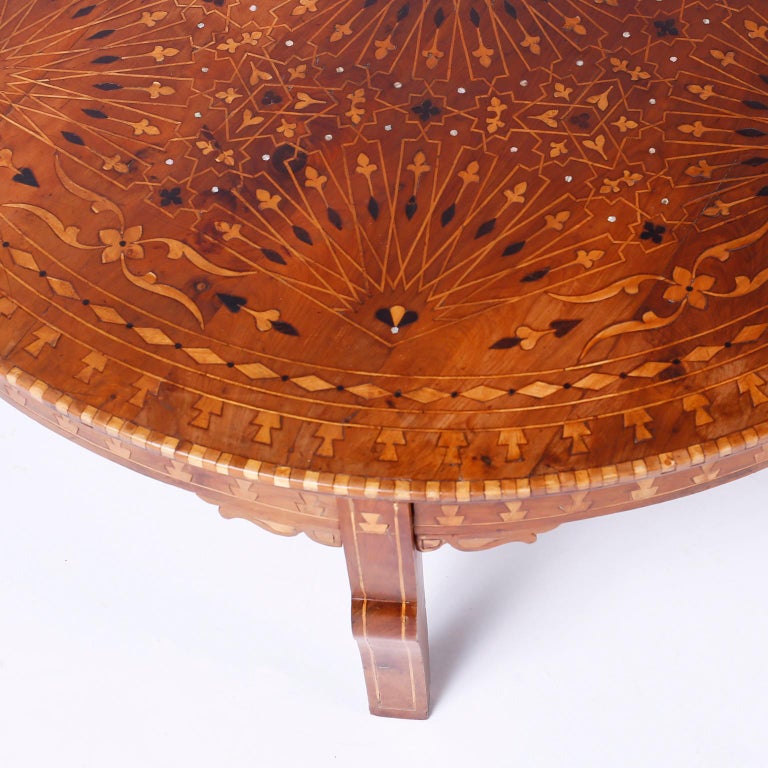 Antique Inlaid Syrian Round Coffee Table at 1stDibs