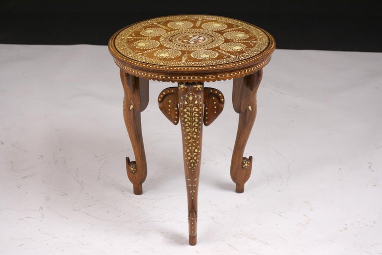 Antique Inlaid Syrian Side Table at 1stDibs