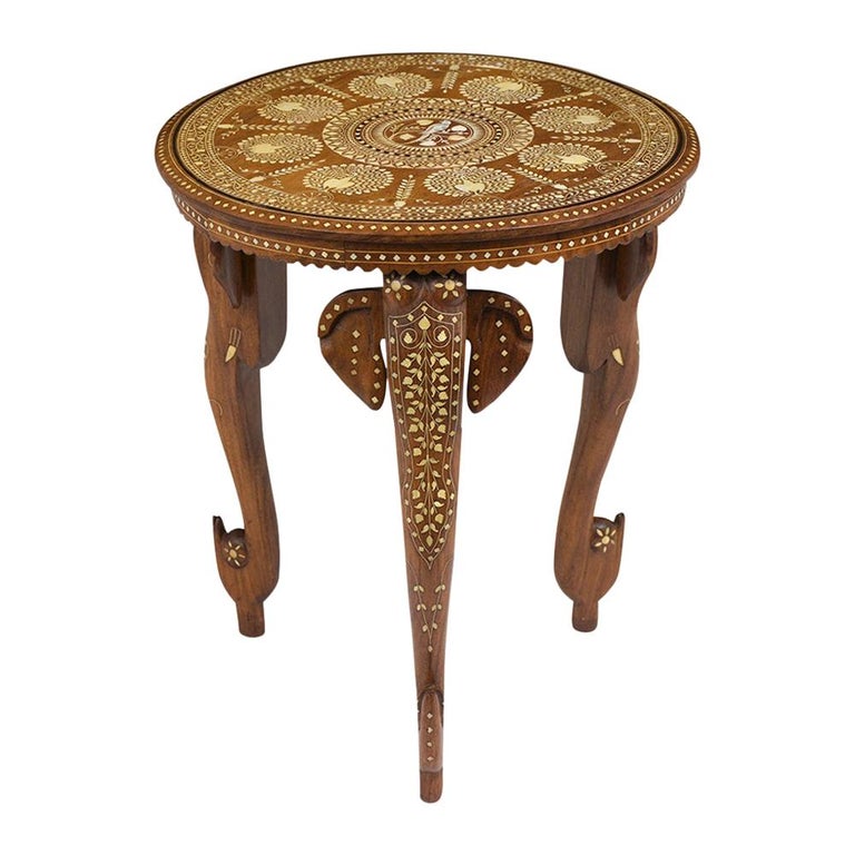 Antique Inlaid Syrian Side Table at 1stDibs