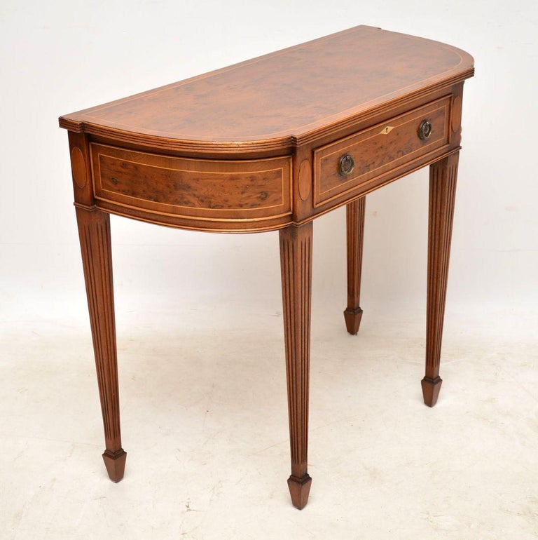 Antique Inlaid Yew Wood Console Table at 1stDibs | yew console table
