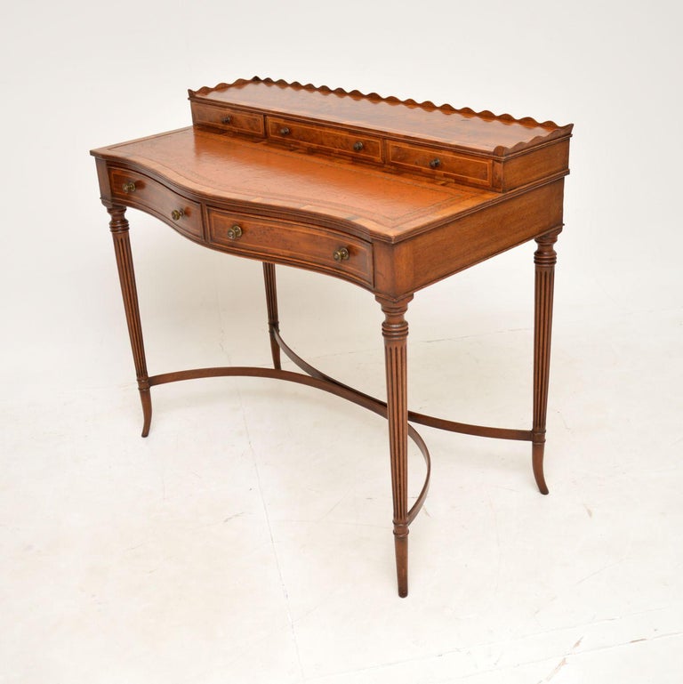 Antique Inlaid Yew Wood Escritoire Writing Table / Desk at 1stDibs