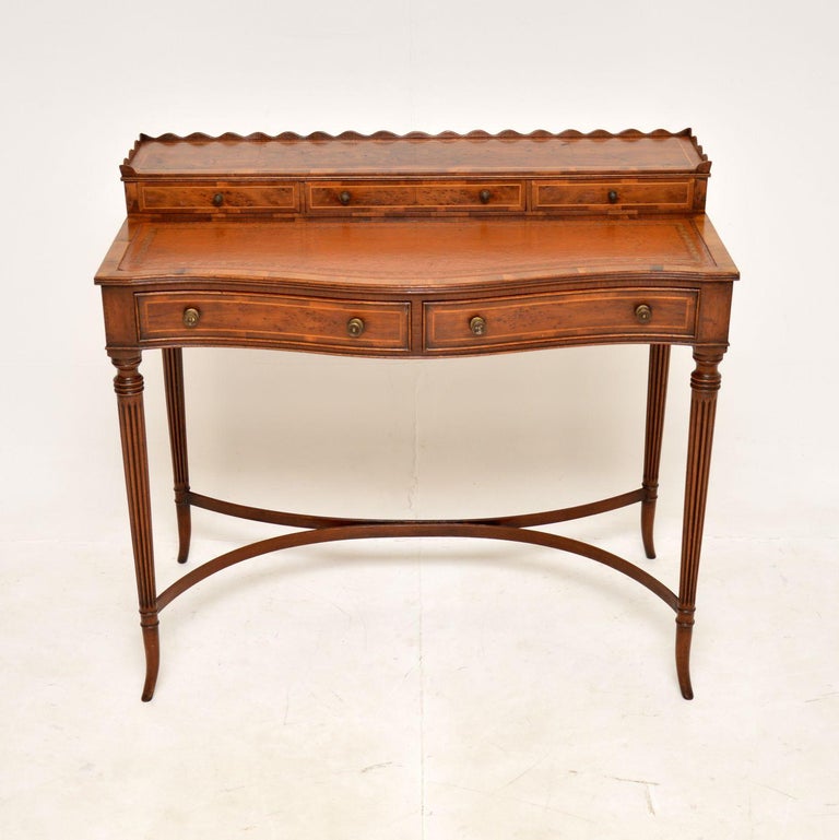 Antique Inlaid Yew Wood Escritoire Writing Table / Desk at 1stDibs