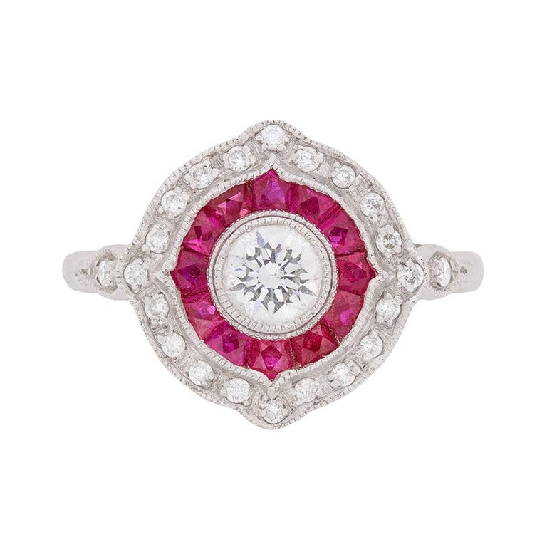Antique-Inspired Diamond and Ruby Target Ring at 1stDibs | antique ...