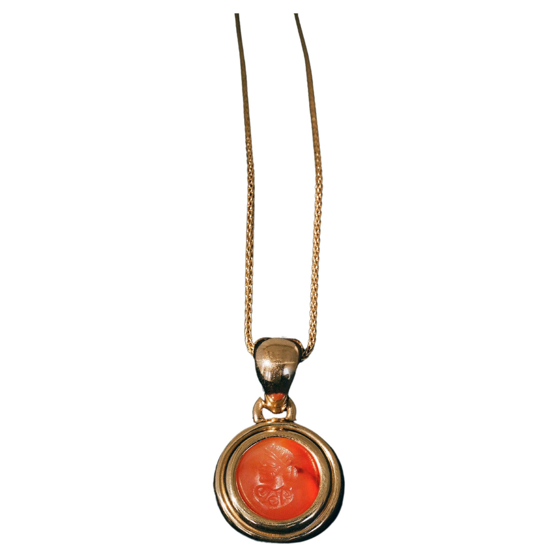 Rose Gold Carved Carnelian and Onyx Intaglio Pendant at 1stDibs | gold ...
