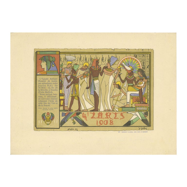 Antique Invitation Card for an Egyptian Themed Party, 1908 For Sale at ...