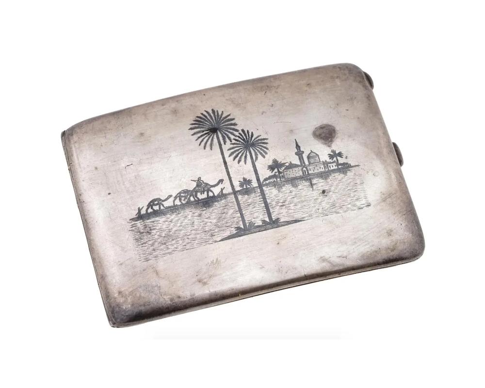 Antique Iraqi Niello Silver Cigarette Case C 1930 For Sale at 1stDibs
