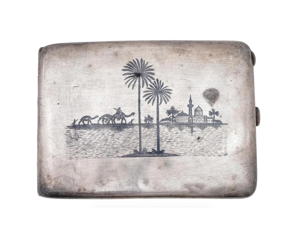 Antique Iraqi Niello Silver Cigarette Case C 1930 For Sale at 1stDibs