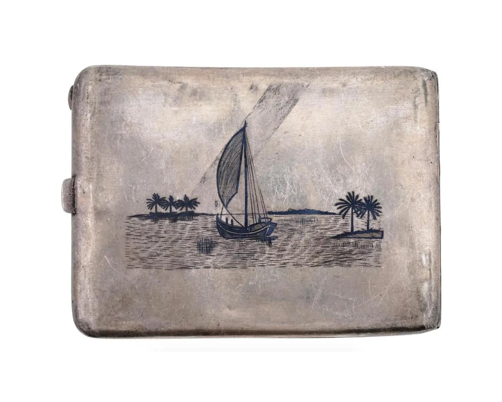 Antique Iraqi Niello Silver Cigarette Case C 1930 For Sale at 1stDibs