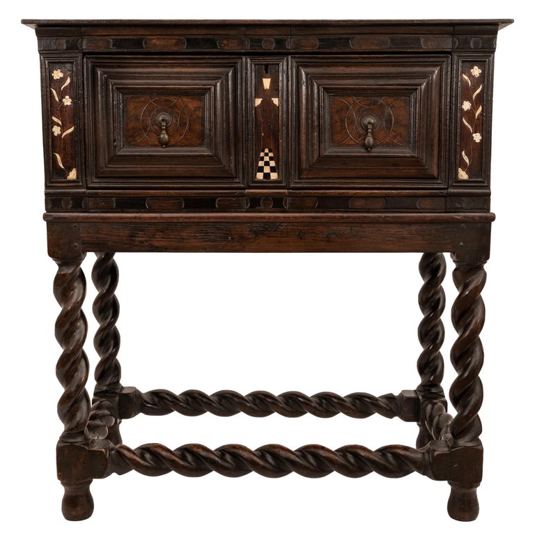 Antique Irish 17th Century William and Mary Marquetry Bone Ebony Oak ...