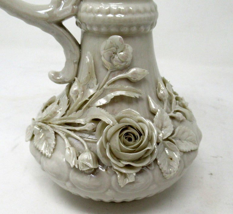 Antique Irish Belleek Porcelain Aberdeen Pitcher Ewer Salt Centerpiece ...