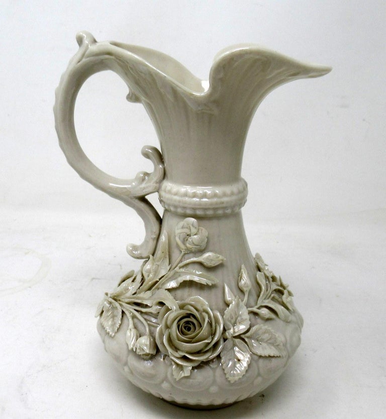 Antique Irish Belleek Porcelain Aberdeen Pitcher Ewer Salt Centerpiece ...