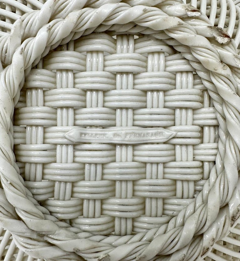 Antique Irish Belleek Porcelain Three Strand Basket Centerpiece ...