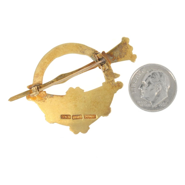 Antique Irish Brooch, 18k Yellow Gold Tara-Inspired Celtic Design 1906 at 1stDibs