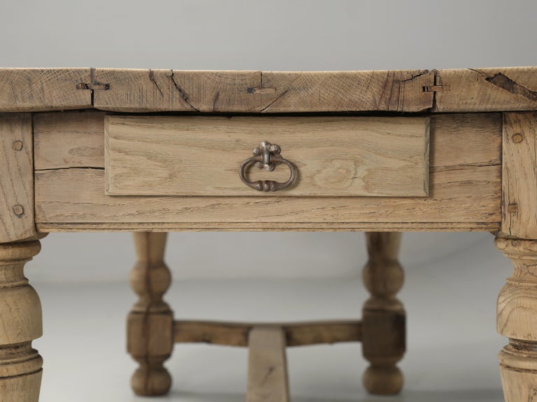 Antique Irish Dining Table or Kitchen Table Finished in Natural White ...