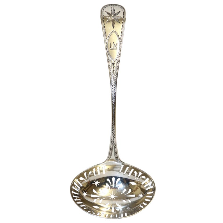 Antique Irish Hallmarked Dublin 1810 Silver Sugar Spoon with Cut ...