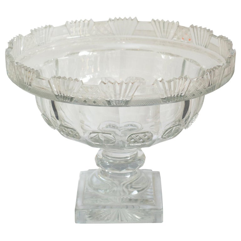 Antique Irish Large Clear Cut Crystal Bowl For Sale at 1stDibs
