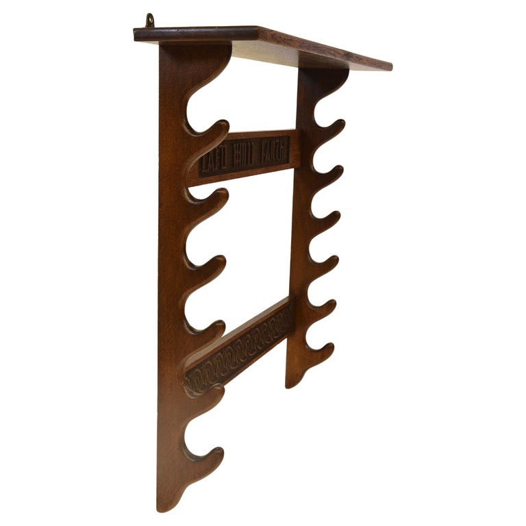 Antique Irish Oak Gun Rack Gaelic Carved Greeting "Cead Mile Failte ...