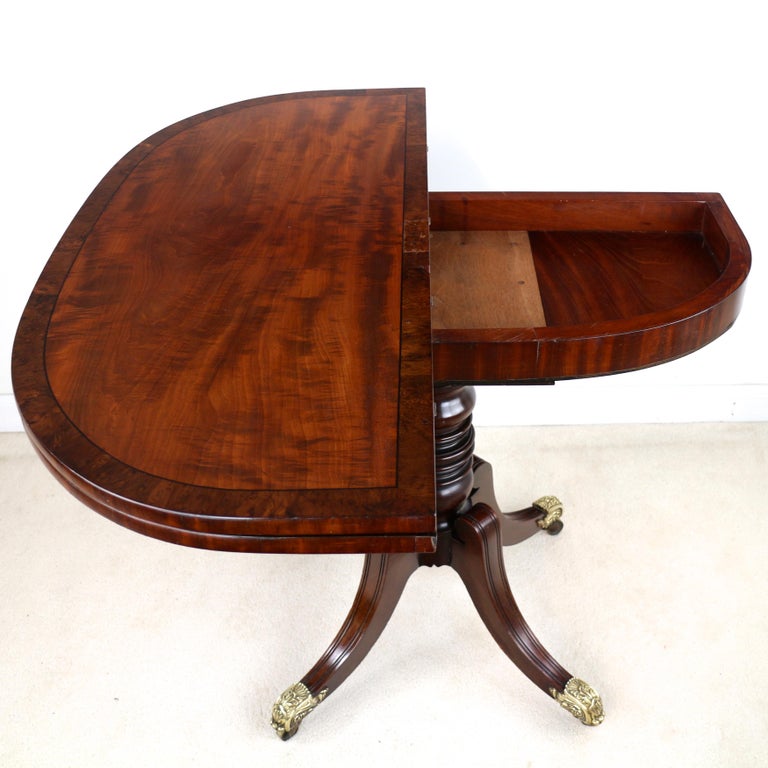 Antique Irish Regency Mahogany and Burr Yew Wood Crossbanded Tea Table ...
