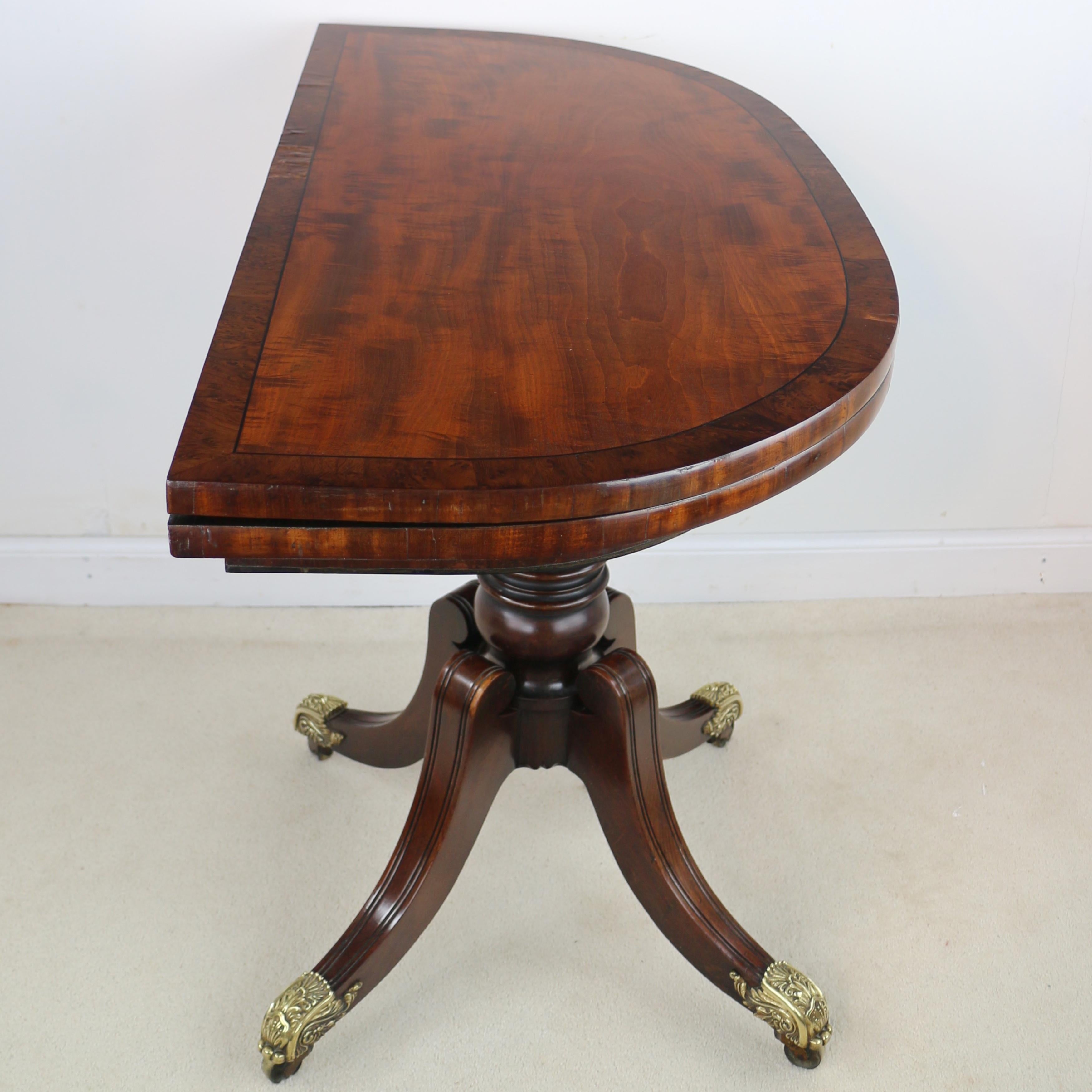 Antique Irish Regency Mahogany and Burr Yew Wood Crossbanded Tea Table ...